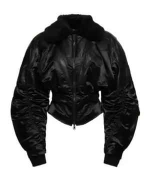 MUGLER Zip-up Bomber Jacket With Fur Collar