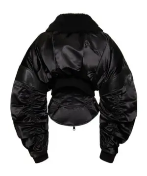 MUGLER Zip-up Bomber Jacket With Fur Collar