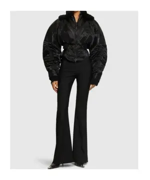 MUGLER Zip-up Bomber Jacket With Fur Collar