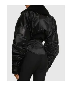 MUGLER Zip-up Bomber Jacket With Fur Collar