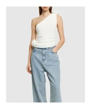 Magda Butrym One Shoulder Blouse With Flower Applique