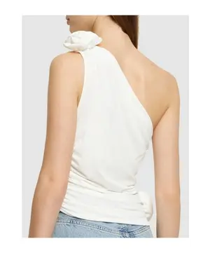 Magda Butrym One Shoulder Blouse With Flower Applique