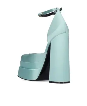 Versace Waterproof Satin Platform High Heels With Crystal Embellishments