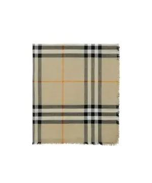 Burberry Checked Fringed-edge Scarf - Light Sage