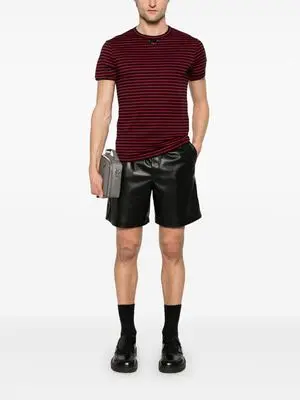 Prada Triangle Logo Striped Crewneck T-shirt