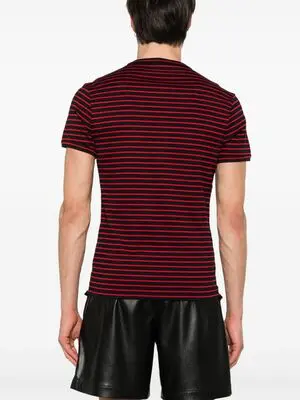 Prada Triangle Logo Striped Crewneck T-shirt