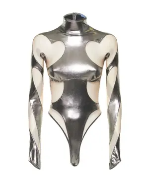 MUGLER Stand-neck Long-sleeve Bodysuit