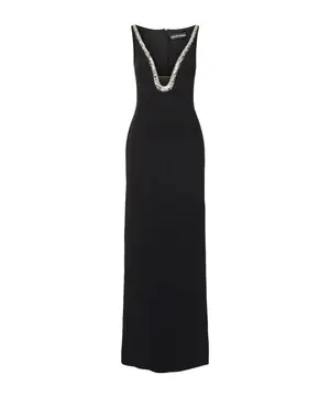 David Koma Embellished Neckline Sleeveless Gown