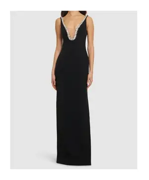 David Koma Embellished Neckline Sleeveless Gown