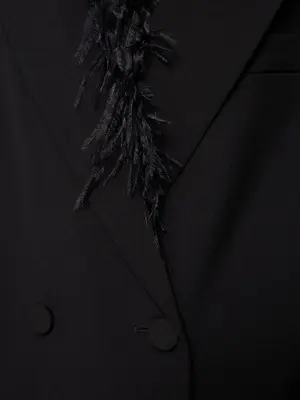 Valentino Garavani Feather Trimmed Double-breasted Coat