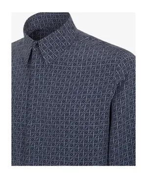 Fendi Blue Silk Shirt
