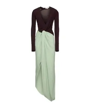 Victoria Beckham Fluid Jersey Knot Detail Gown - Gray