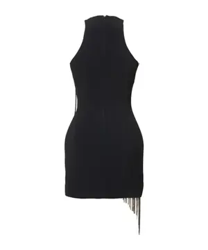 David Koma Cady Mini Dress With Metallic Fringe