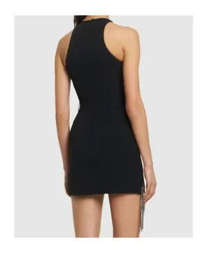 David Koma Cady Mini Dress With Metallic Fringe
