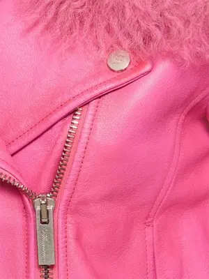 Blumarine Long-sleeved Leather Jacket With Wool Collar
