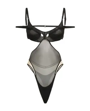 MUGLER Cut-out Gauze Bodysuit