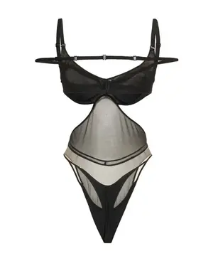 MUGLER Cut-out Gauze Bodysuit