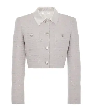 Alessandra Rich Sequined Tweed Cropped Jacket