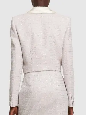 Alessandra Rich Sequined Tweed Cropped Jacket