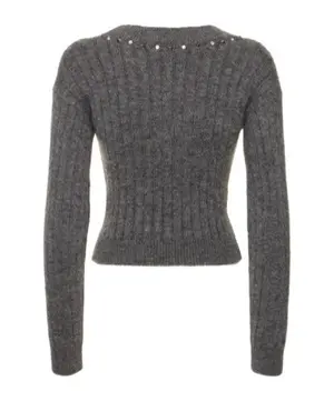 Alessandra Rich Embellished Ribbed Knit Sweater
