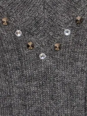 Alessandra Rich Embellished Ribbed Knit Sweater