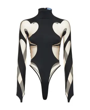 MUGLER High-neck Tulle Jumpsuit - Black