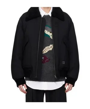 WOOYOUNGMI Faux Fur Collar Zip-up Down Jacket