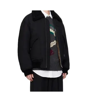 WOOYOUNGMI Faux Fur Collar Zip-up Down Jacket