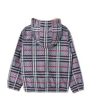 Burberry Reversible Check Print Hooded Jacket - Gray