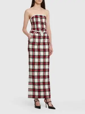 Alessandra Rich Plaid Maxi Skirt