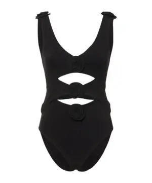 Magda Butrym Cut-out Jumpsuit With Rose Appliques - Black