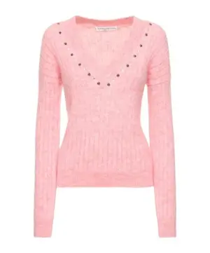 Alessandra Rich Crystal Embellished Ribbed Sweater