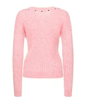 Alessandra Rich Crystal Embellished Ribbed Sweater