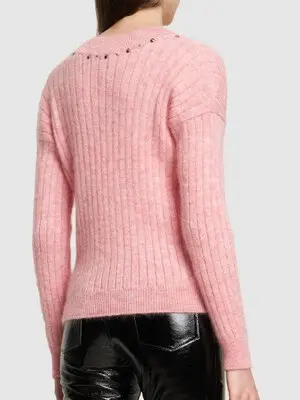 Alessandra Rich Crystal Embellished Ribbed Sweater