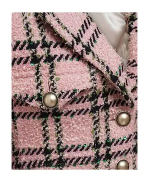 Alessandra Rich Cropped Plaid Tweed Jacket