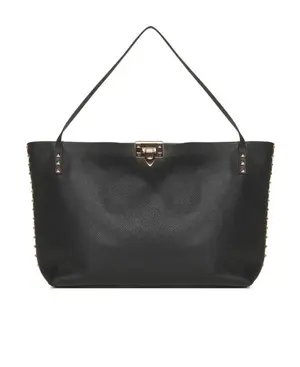 Valentino Garavani Rockstud Embellishment Medium Top Handle Bag - Black
