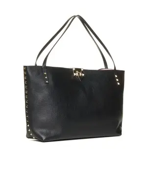 Valentino Garavani Rockstud Embellishment Medium Top Handle Bag - Black
