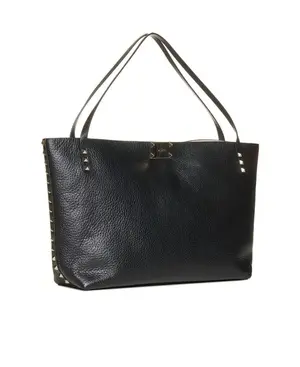 Valentino Garavani Rockstud Embellishment Medium Top Handle Bag - Black