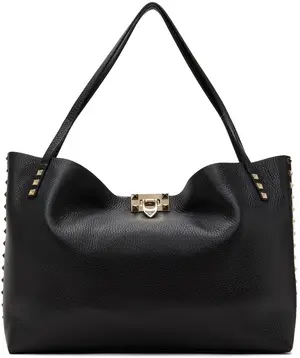 Valentino Garavani Rockstud Embellishment Medium Top Handle Bag - Black