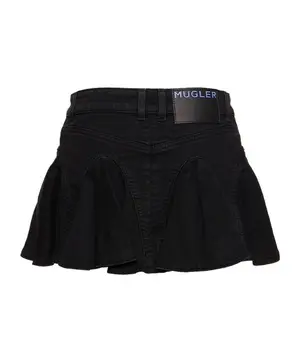 MUGLER Ruffled Denim Mini Skirt