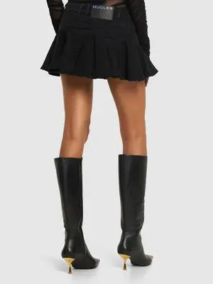 MUGLER Ruffled Denim Mini Skirt