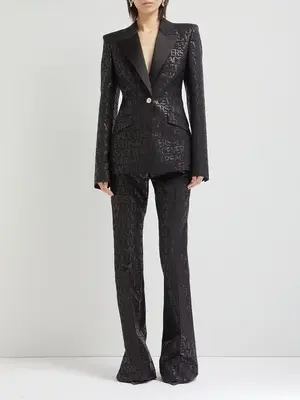 Versace Logo Jacquard Bell Bottom Trousers