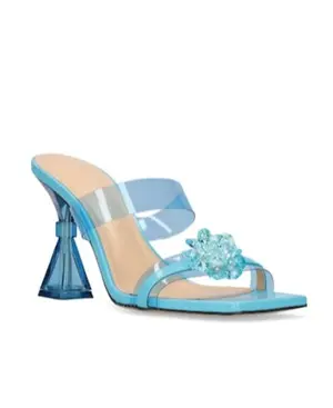 MACHMACH Pvc Leather Sandals With Crystal Flower Detail