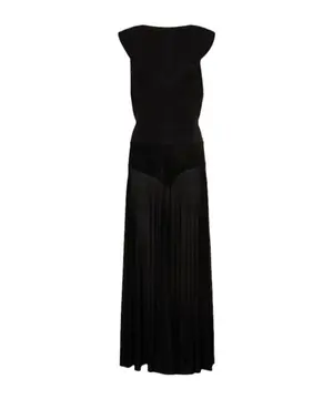 Magda Butrym Draped Jersey Maxi Dress With Sheer Inserts - Black