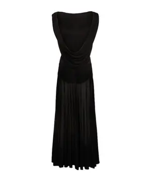 Magda Butrym Draped Jersey Maxi Dress With Sheer Inserts - Black