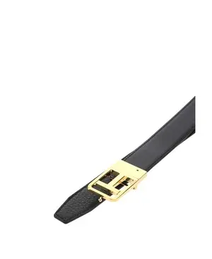 TOM FORD Logo Buckle Leather Belt - Black