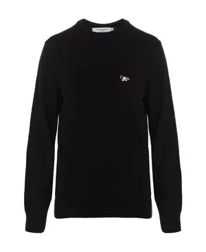 Maison Kitsuné Round Neck Knitted Pullover With Fox Embroidery