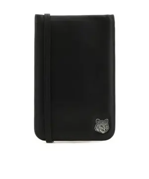 Maison Kitsuné Crossbody Bag With Fox Head Detail - Black