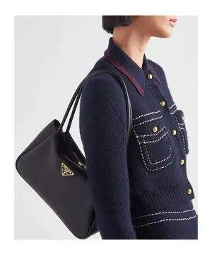 Prada Medium Handbag With Enamel Triangle Logo