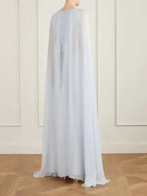 Erdem Embellished V-neck Cape Gown Dress